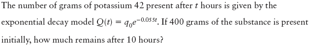 Solved The number of grams of potassium 42 present after t | Chegg.com